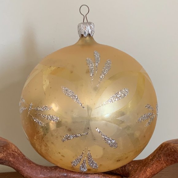 Vintage | Holiday | Vintage Jumbo Christmas Ball Ornament Gold With ...